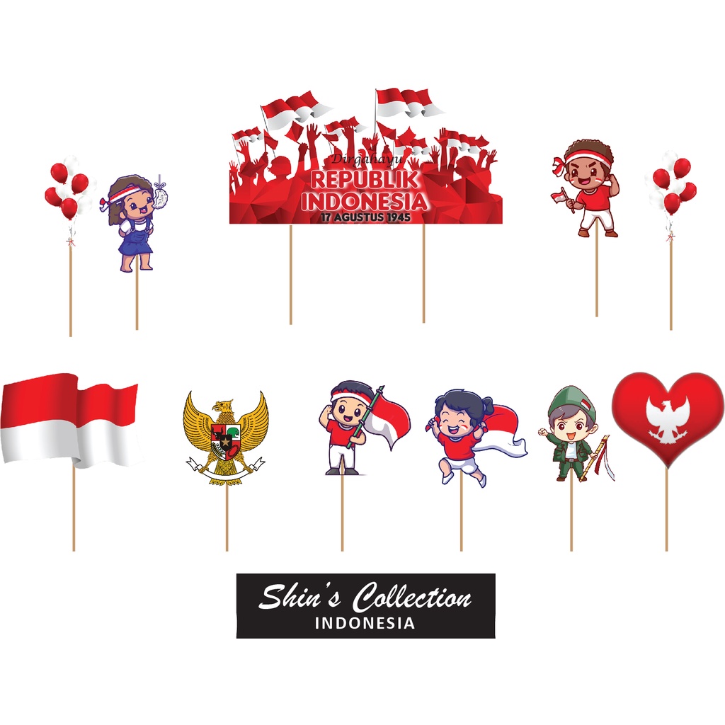 Jual Cake topper dirgahayu Republik Indonesia kemerdekaan Indonesia ...