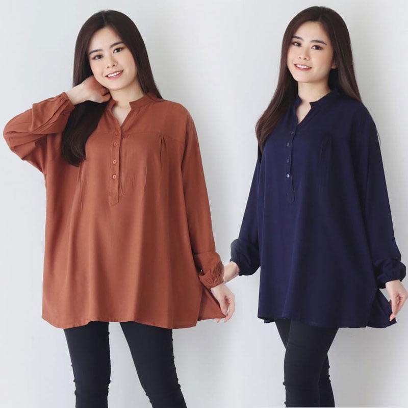 Jual ARENA - Blouse Atasan Wanita Jumbo Big Size Rayon Lengan Panjang ...
