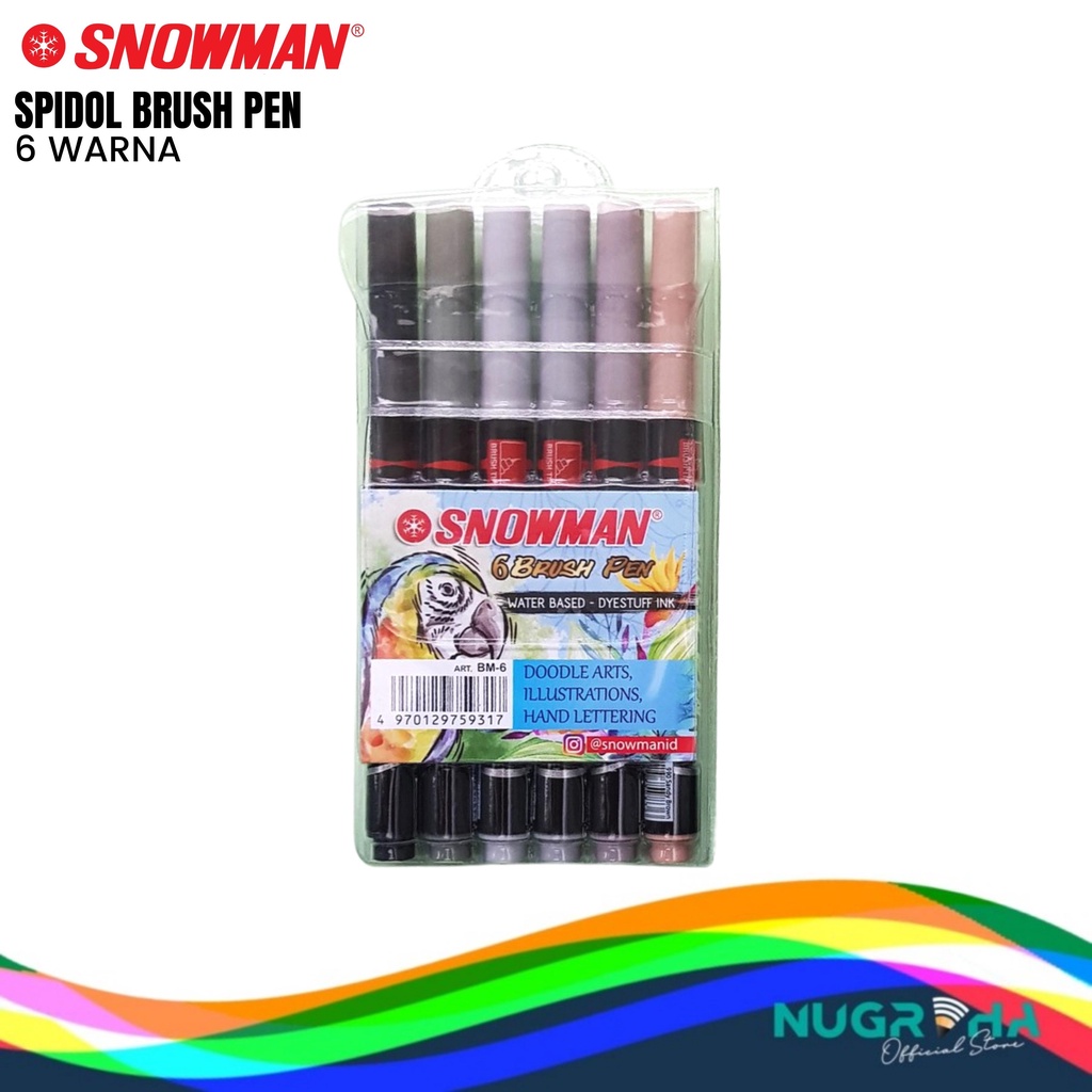 Jual SPIDOL BRUSH PEN 6 WARNA SNOWMAN | Shopee Indonesia