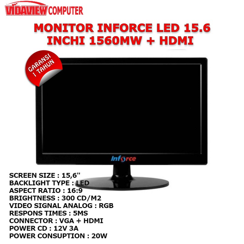 Jual MONITOR INFORCE 16 INCH (15,6") HDMI / MONITOR PC | Shopee Indonesia