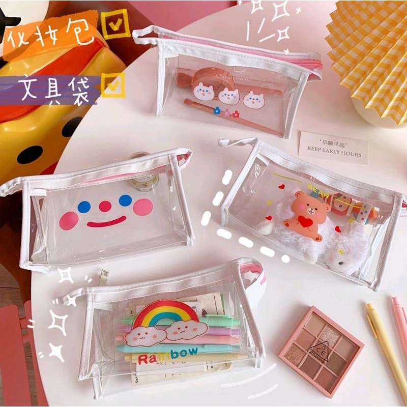 Jual pouch mika transparant cute kawaii beruang rabbit bear kelinci ...