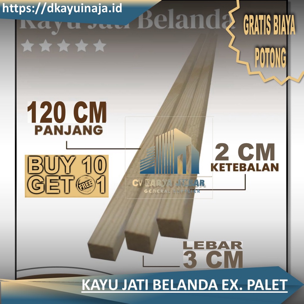 Jual Kayu Reng / Lis Kayu Jati Belanda Lebar 3 Tebal 2 Panjang 50cm ...
