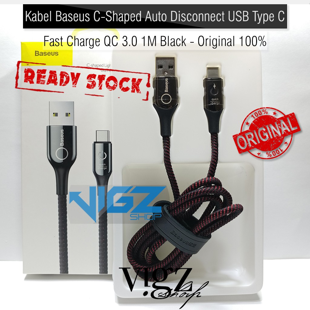 Jual Kabel Baseus C-Shaped Auto Disconnect USB Type C Type-C Fast ...