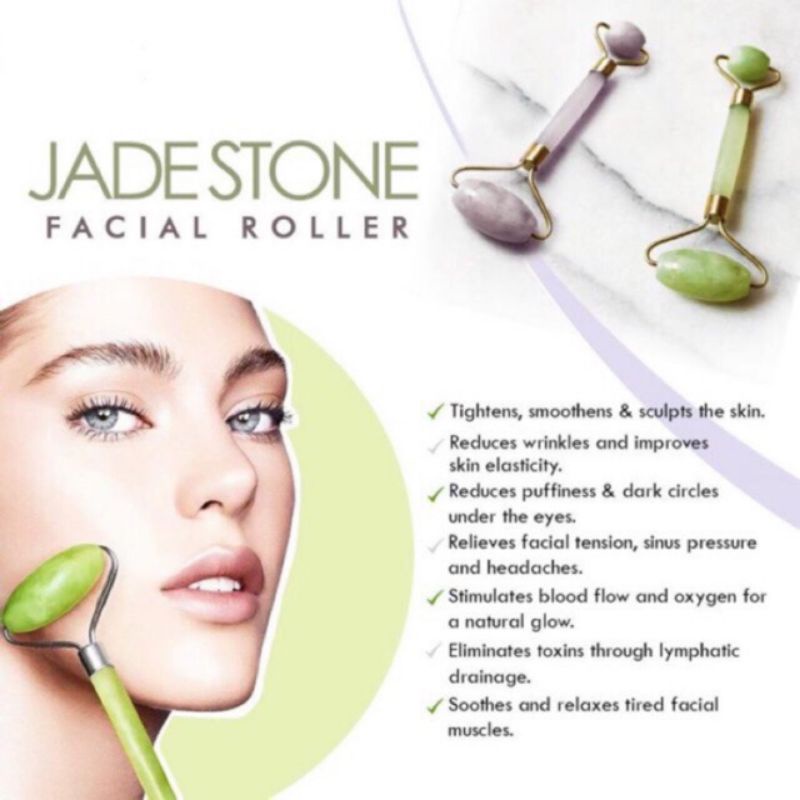 Jual Jade Roller Gua Sha Alat Pijat Muka Facial Wajah Batu Giok Roller ...