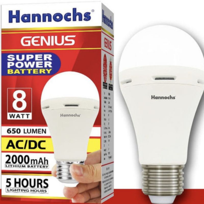Jual Lampu LED Hannochs Genius Emergency / Magic AC/DC 8Watt | Shopee ...