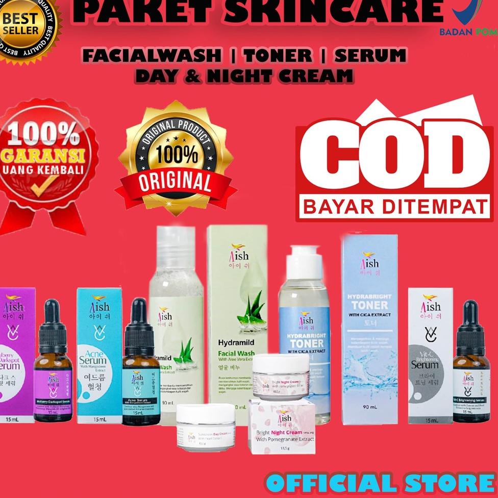 Jual Jdn81 PAKET AISH SKINCARE - FACIAL WASH / AISH SERUM KOREA / TONER ...