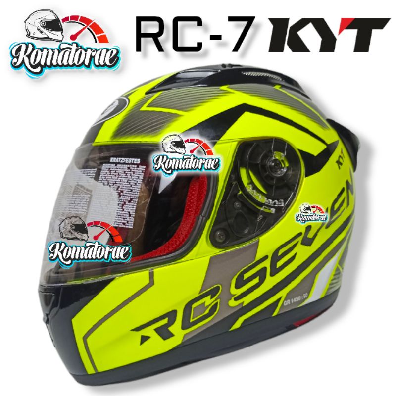 Jual HELM KYT RC7 #18 YELLOW FLUO BLACK FULL FACE | Shopee Indonesia