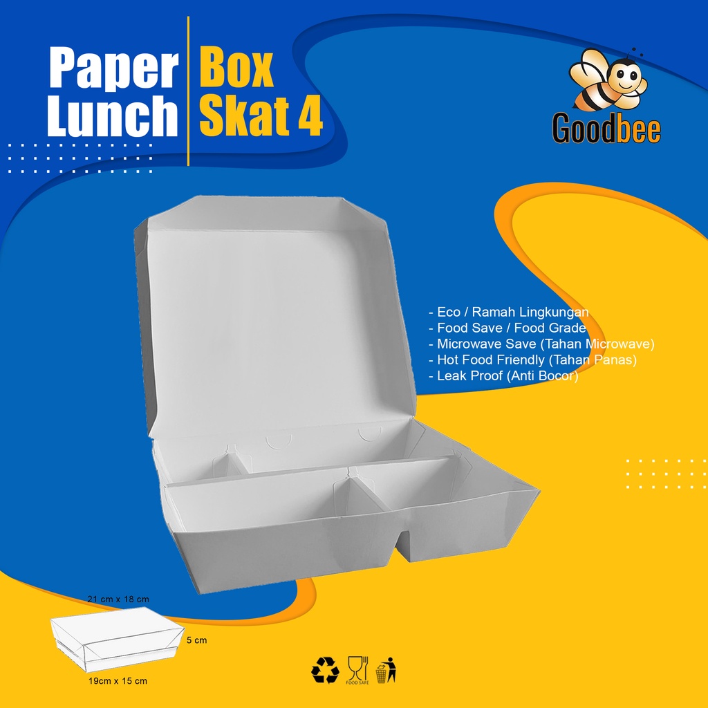 Jual Paper Lunch Box Skat 4- White goodbee - Kotak makan Tray Lunch box ...