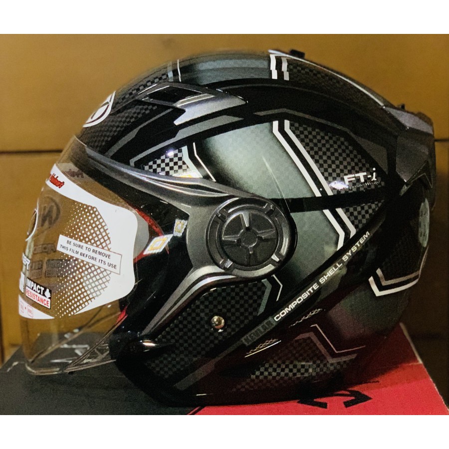 Jual Helm NHK Gladiator FTI Black Silver Glossy Double Visor Half Face ...