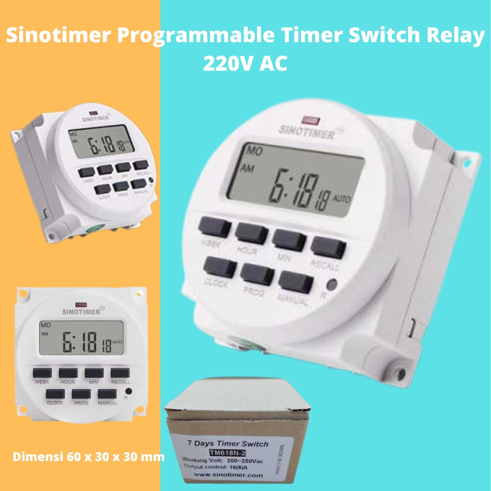 Jual Sinotimer Programmable Timer Switch Relay 220v Ac Tm618n 2 Shopee Indonesia