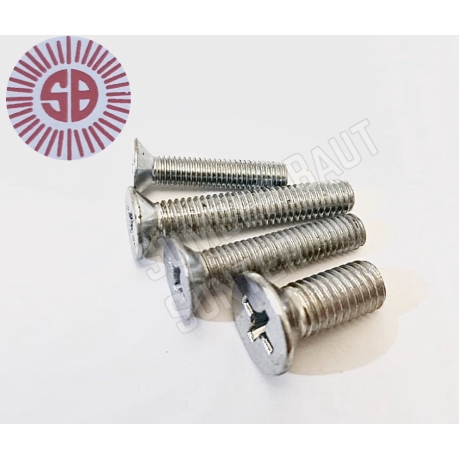 Jual JF 4x10 Baut Kepala Obeng + Rata Fan Head Galvanis isi 100 pcs | Shopee Indonesia