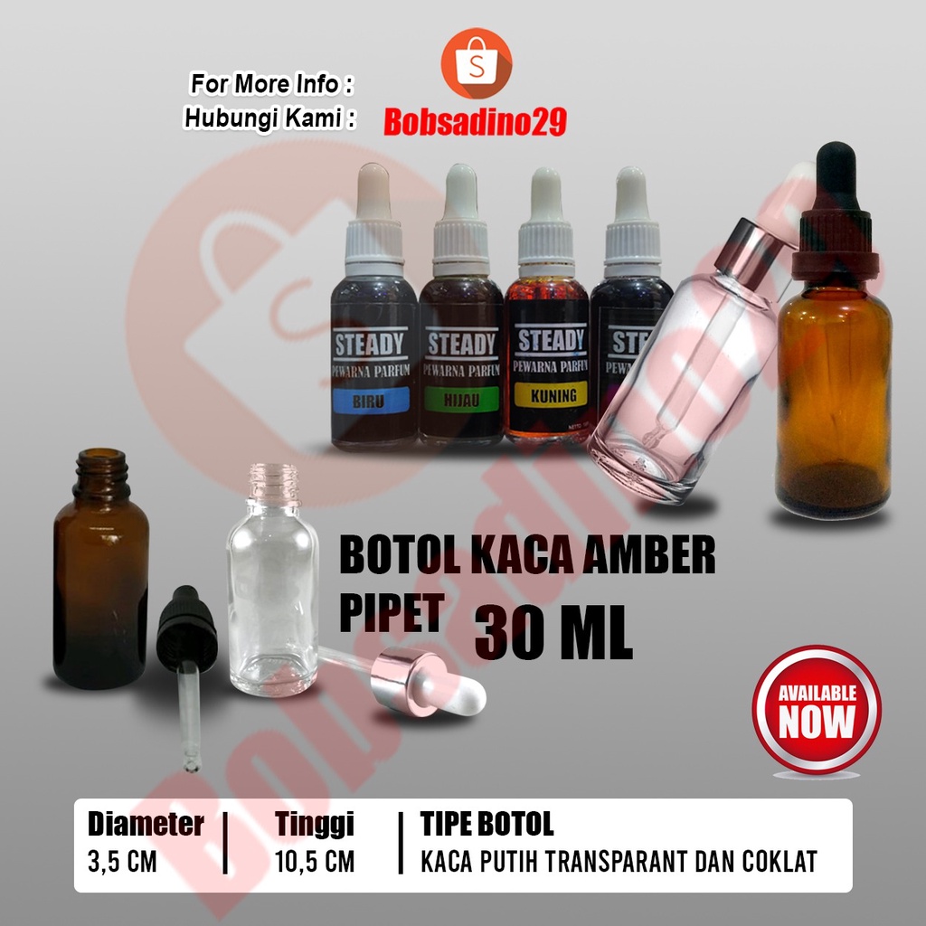 Jual Botol amber/botol liquid/botol pipet kaca/glass 30ml coklat | Shopee Indonesia
