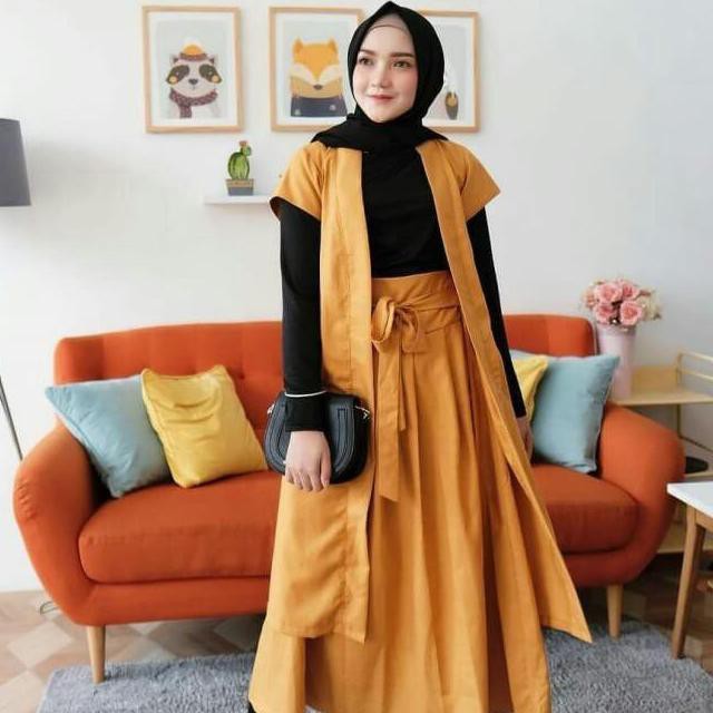 Jual One Set Inner Outer + Rok Tunik ARINDA Wanita Muslim Jumbo Bahan ...