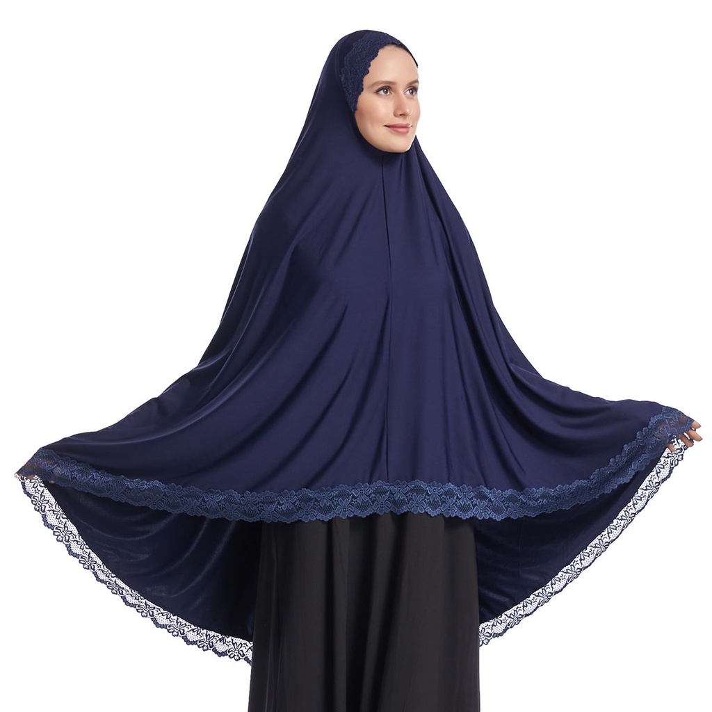 Jual Muslim Islamic Ramadan Woman Long Khimar Hijab Solid Soft Prayer ...