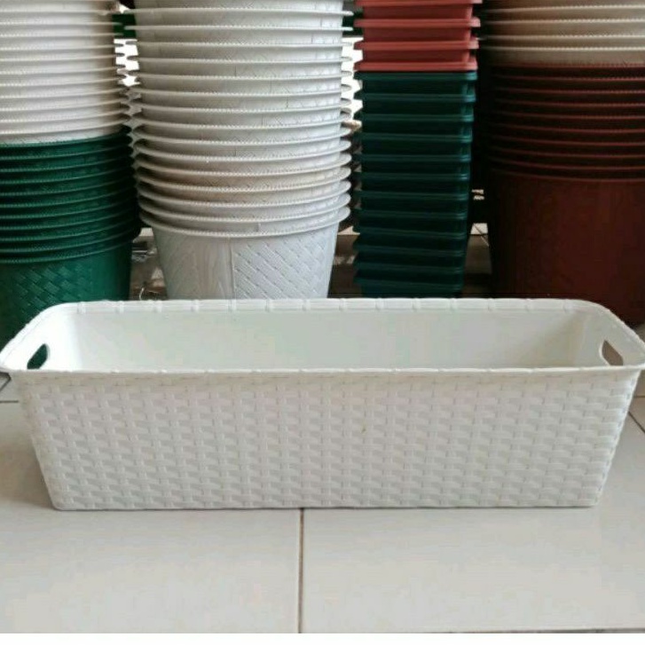 Jual pot segi panjang motif anyam 60 cm | Shopee Indonesia