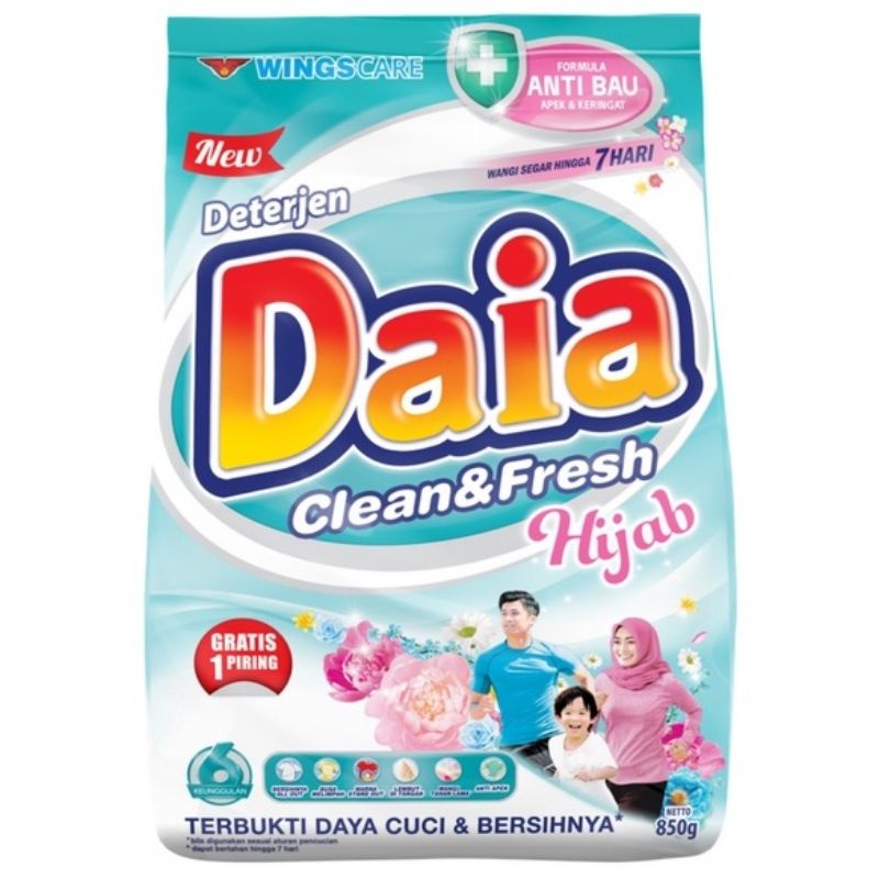 Jual Deterjen Bubuk Daia Clean & Fresh Hijab Anti Bau 800g | Shopee Indonesia