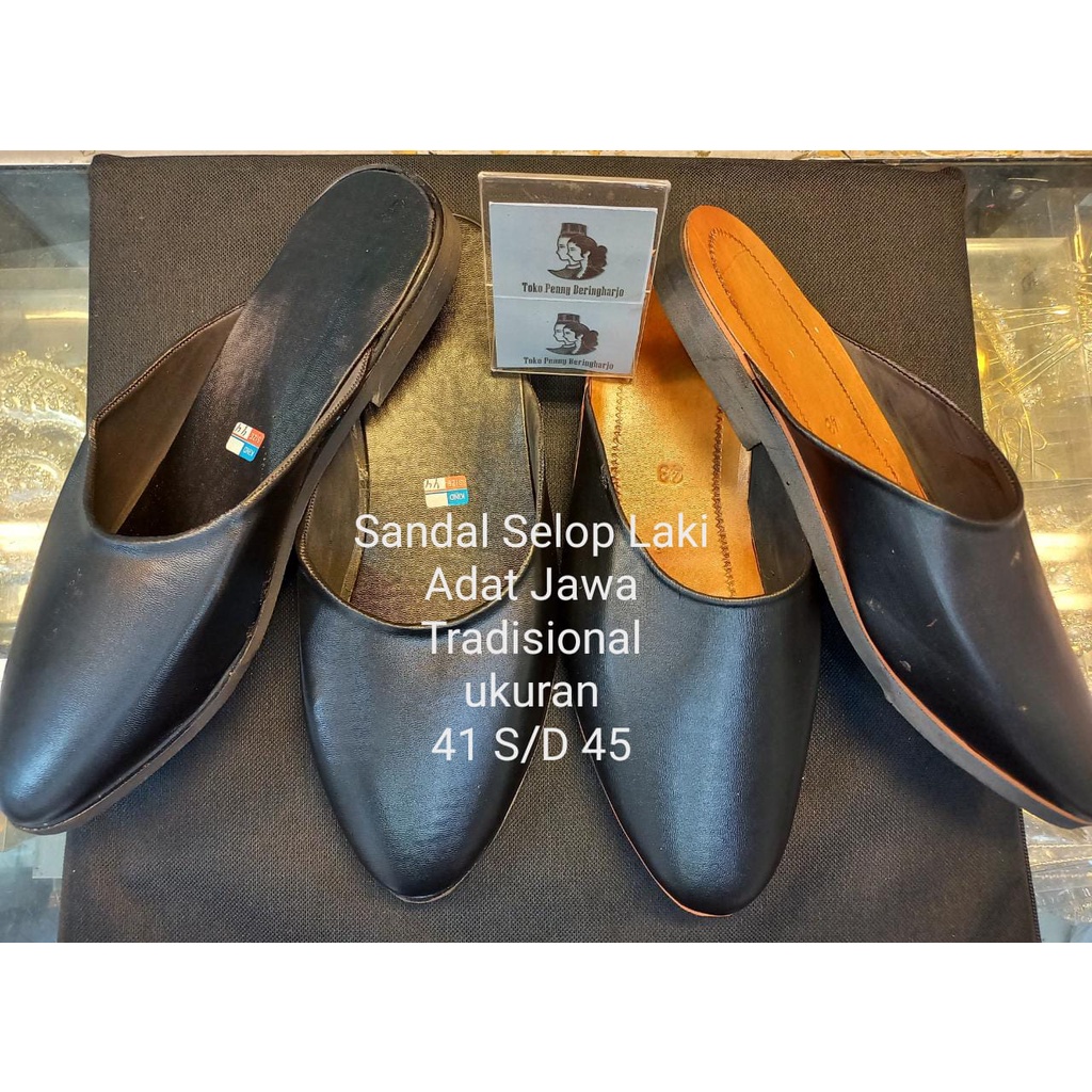 Jual sandal selop laki adat jawa traditional murah alas hitam | Shopee ...