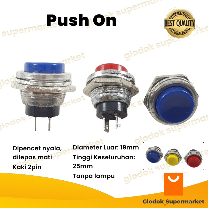 Jual Saklar Push On Body Besi 2 Pin Switch 2pin Tombol 2 Kaki | Shopee ...