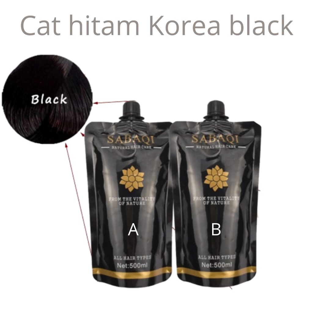 Jual (COD BISA) CAT RAMBUT KOREA SABAQI HITAM / BLACK UKURAN 500ML ...