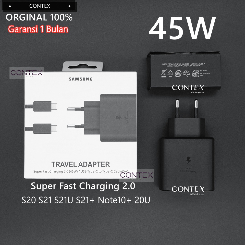 Jual Charger Samsung 45W S21 S20 Ultra S20+ / Galaxy Note 10 Plus / 20 ...