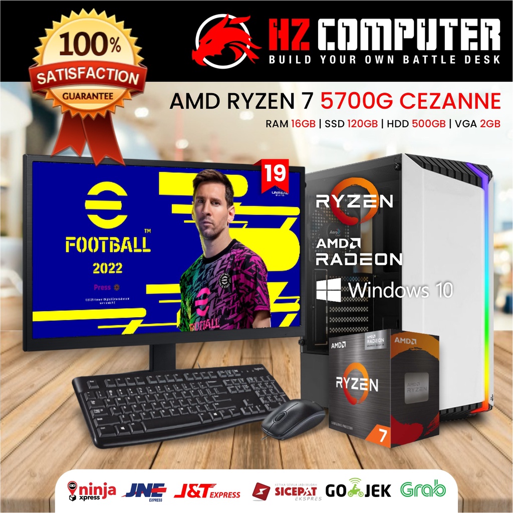 Jual [FULLSET] PC Gaming - AMD Ryzen 7 5700G - RAM 16GB - Monitor 19 ...
