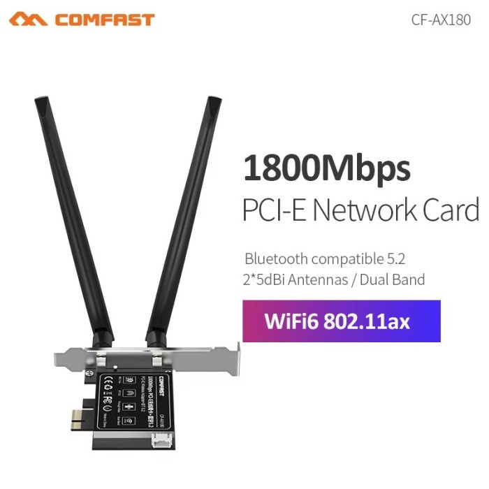 Jual COMFAST WiFi 6 PCIe Wireless Network Adapter / Card PC CF-AX180 BT ...