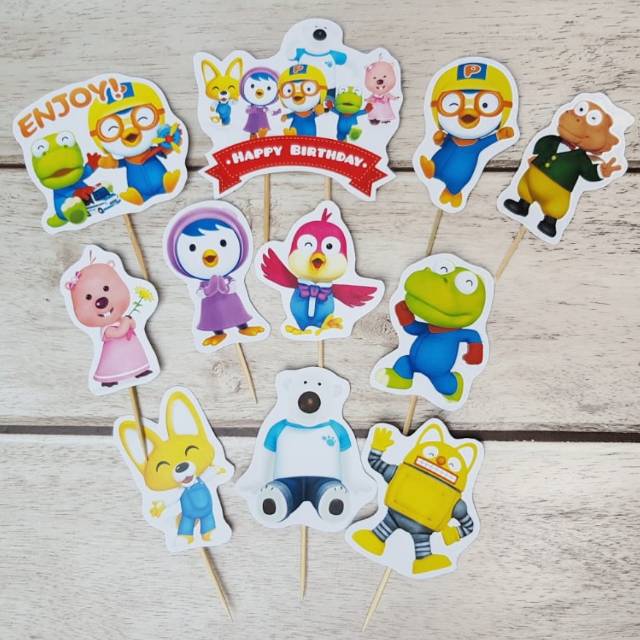 Jual Cake Topper Pororo Cake Topper Birthday Cupcake Pudding Tumpeng ...