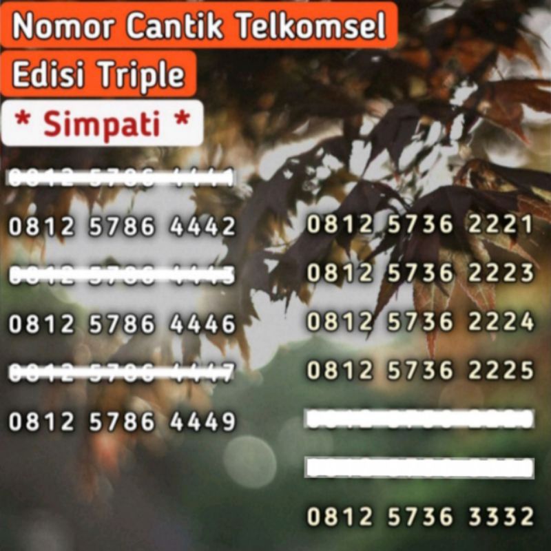 Jual Kartu Perdana Nomor Cantik Telkomsel Simpati Edisi Seri Triple (4G LTE) | Shopee Indonesia