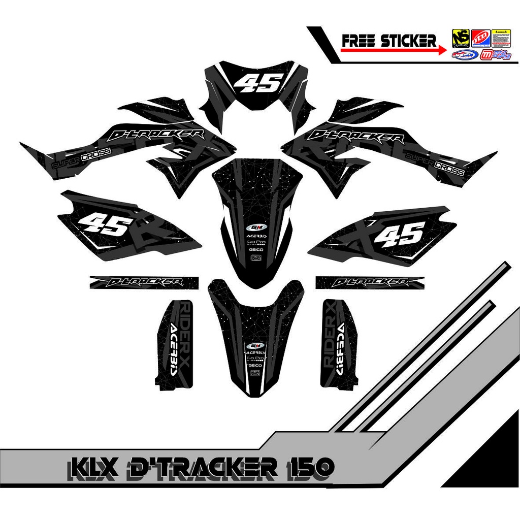 Jual DECAL KLX DTRACKER 150 STICKER FULL BODY STRIPING VARIASI KLX ...