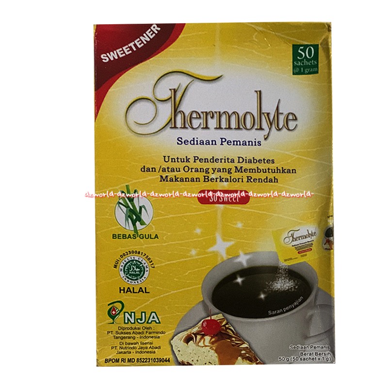 Jual Thermolyte Diet Sugar Gula Rendah Kalori 50sachet Cocok Untuk ...