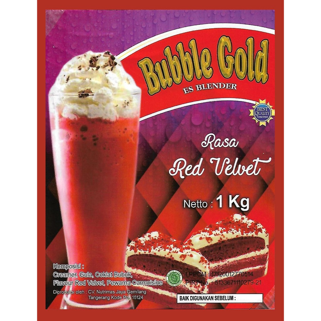 Jual BUBBLE GOLD RED VELVET KEMASAN 1KG | SERBUK MINUMAN RASA REDVELVET ...