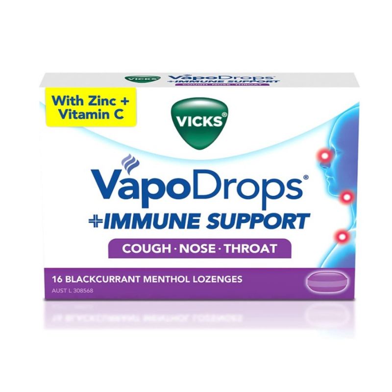 Jual Vicks VapoDrops + Immune Support - BLACKCURRANT MENTHOL (16 ...