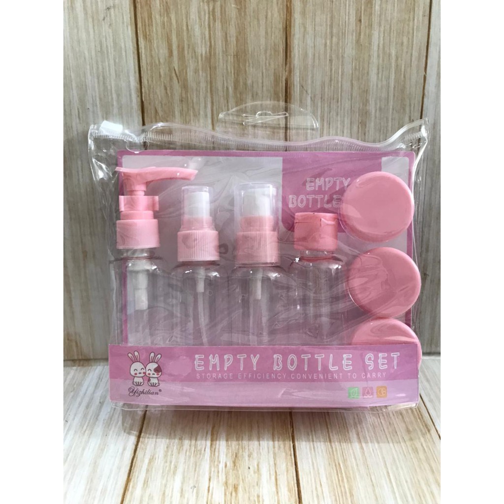 Jual [D] Botol Kosmetik Travel Set Sabun Cair Spray Pump Pink isi 7 ...