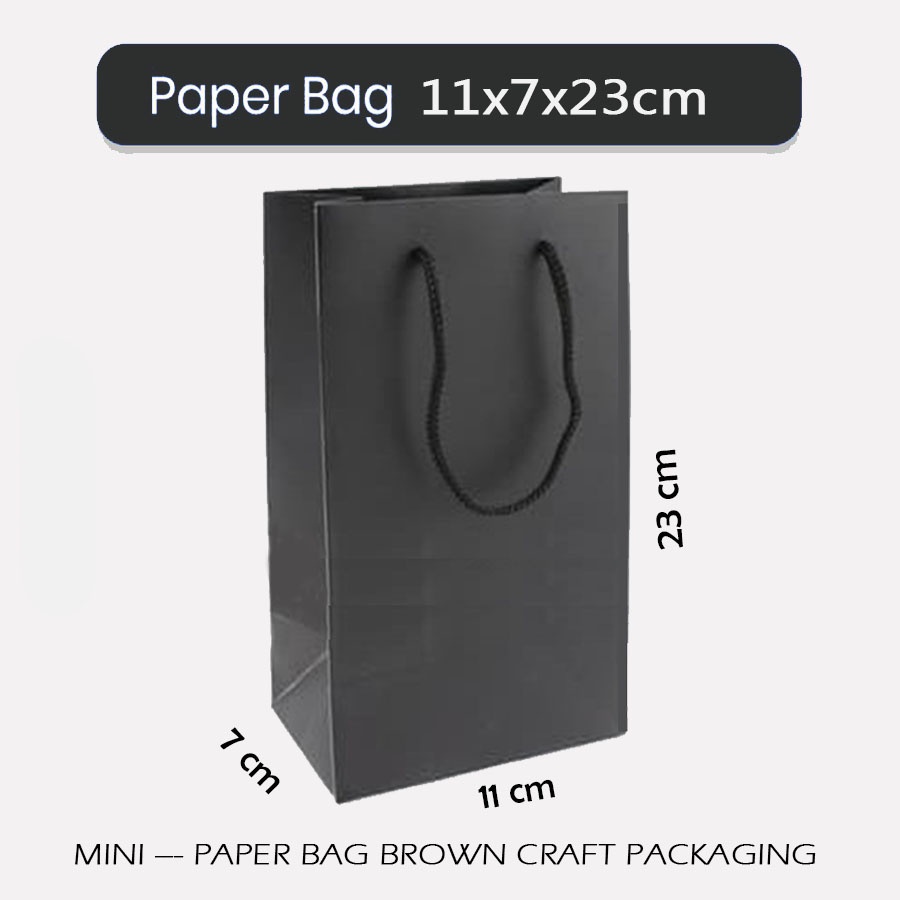 Jual Paper Bag Polos Warna Hitam Vertikal 11x7x23 cm Papper Bag Kado Souvenir Packaging Olshop ...