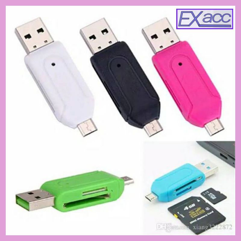 Jual Card Reader 2 Slot OTG mini 2in1 / Pembaca Memori Micro SD & SD ...