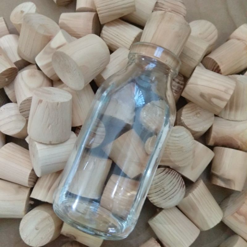 Jual BOTOL KACA TUTUP KAYU 100 ML / BOTOL SOUVENIR | Shopee Indonesia