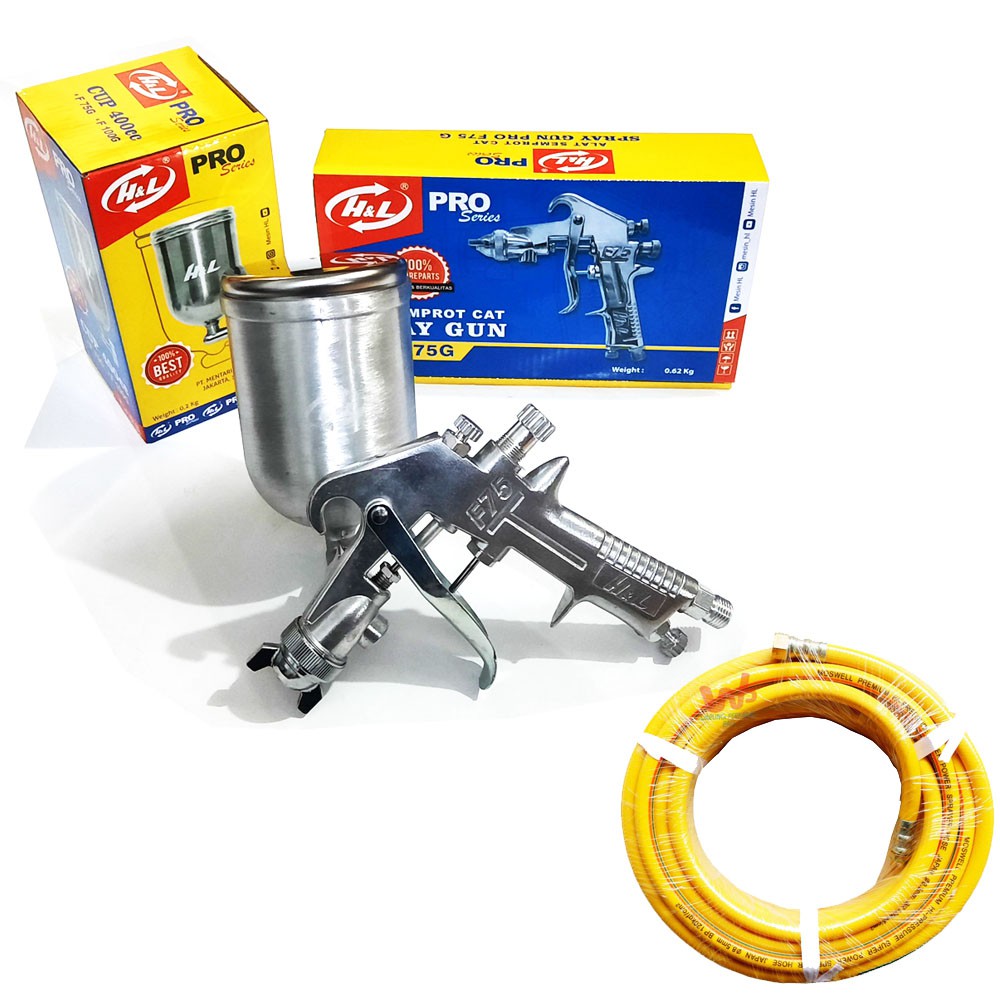 Jual Paket 2In1 H&L Spray Gun F75G Spet Cat Tabung Atas 400cc Dan ...