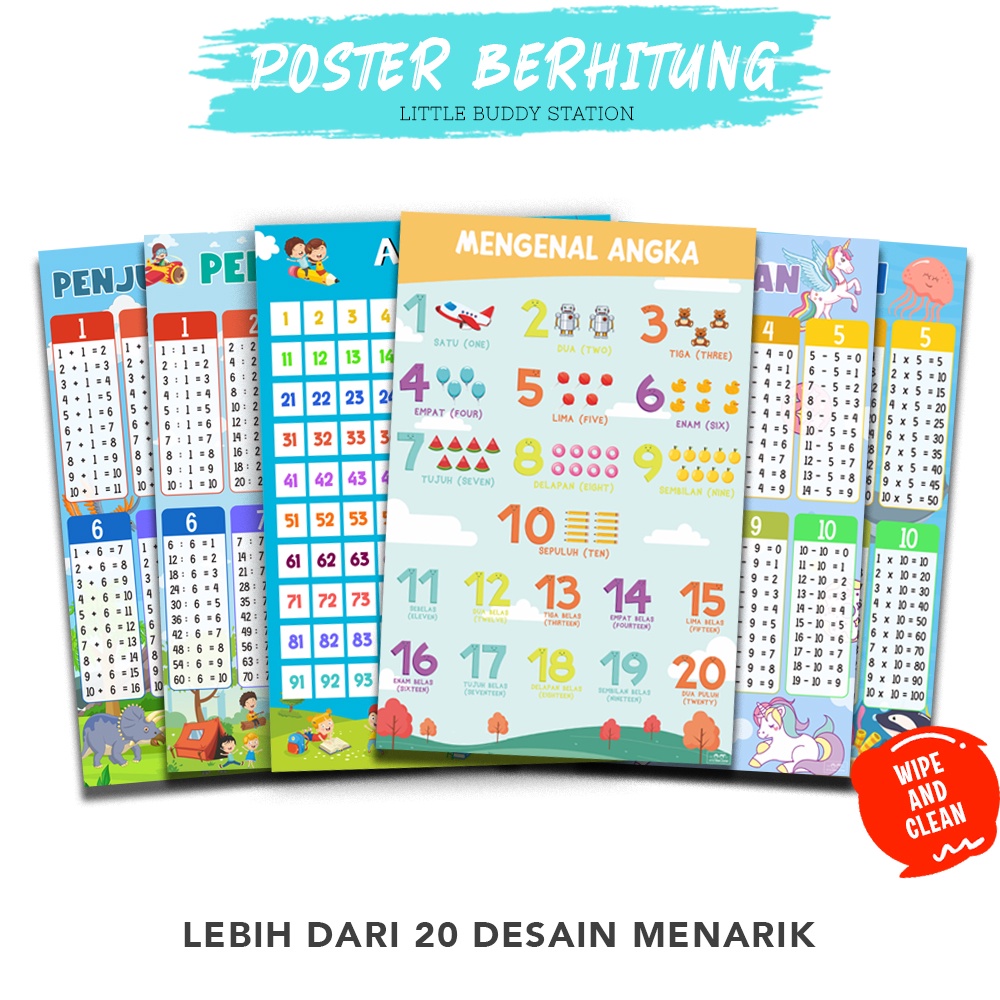 Jual Poster Gambar Edukasi Belajar Anak Mengenal Angka Hitung Berhitung ...