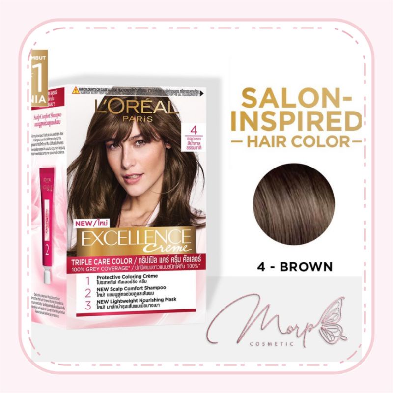 Jual MORP - L'Oreal Paris Excellence Creme Hair Color 4 Brown | Shopee ...