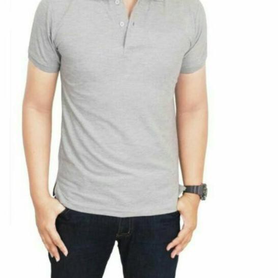 Jual Instan Kaos Pria Wangki Polos ( Polo Shirt Abu Muda ) | Shopee ...