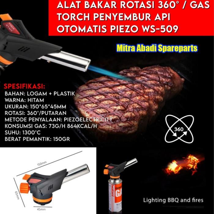 Jual Alat Bakar Rotasi 360- Gas Torch Penyembur Api Otomatis Piezo WS ...