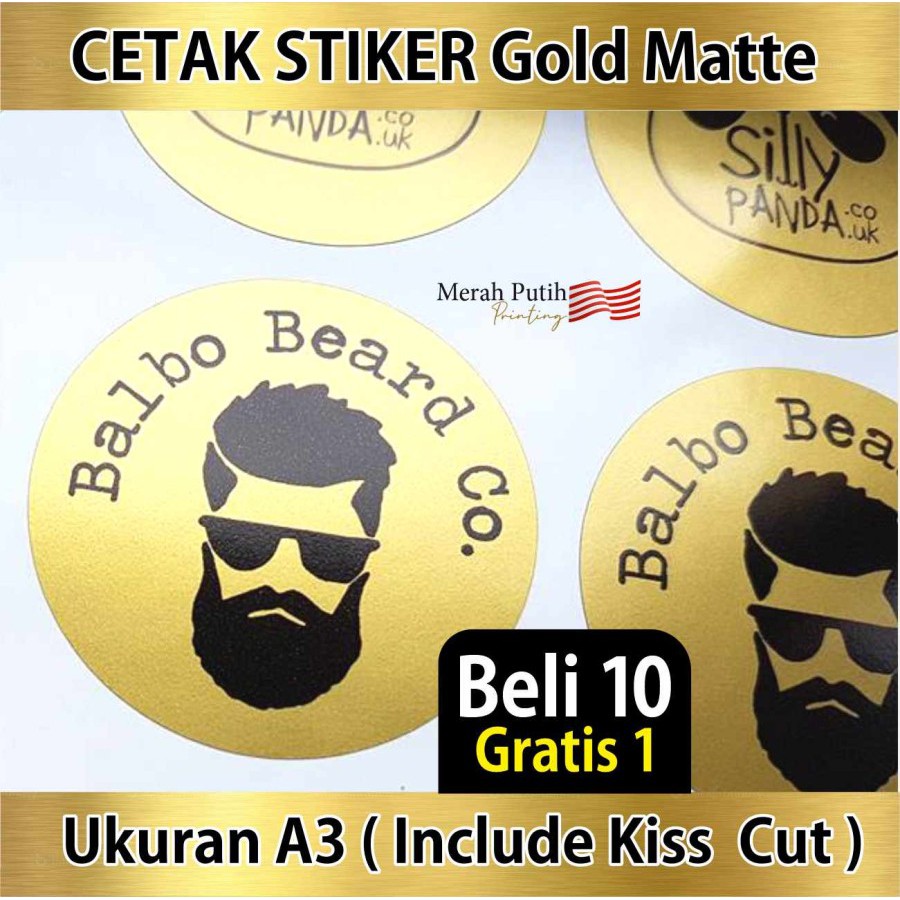 Jual Cetak Stiker / Print Sticker Label Gold Matte A3+ & KISS CUT ...