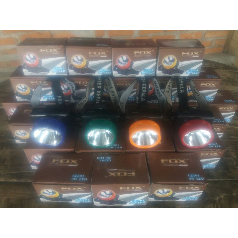Jual Senter Kepala (Headlamp FOX Flash Light 3W LED Battery AA ...