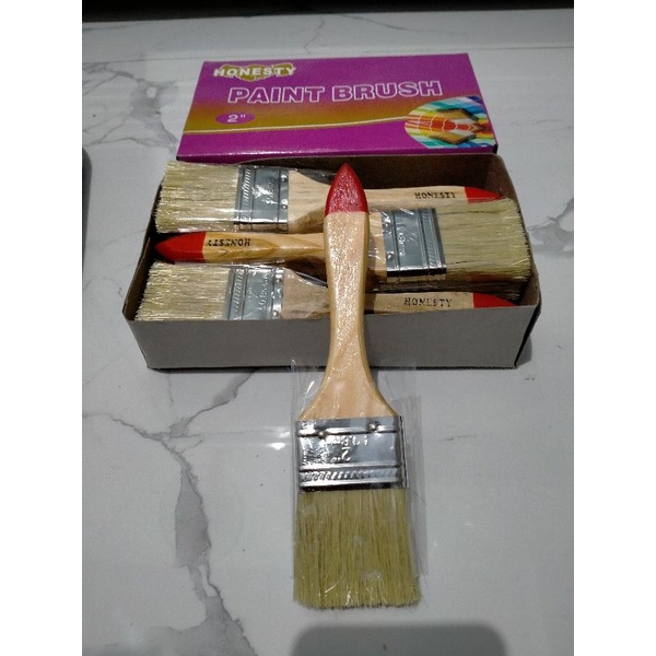 Jual 1 lusin kuas cat gagang kayu 2 inchi kuas cat 2 in grosir 1box ...