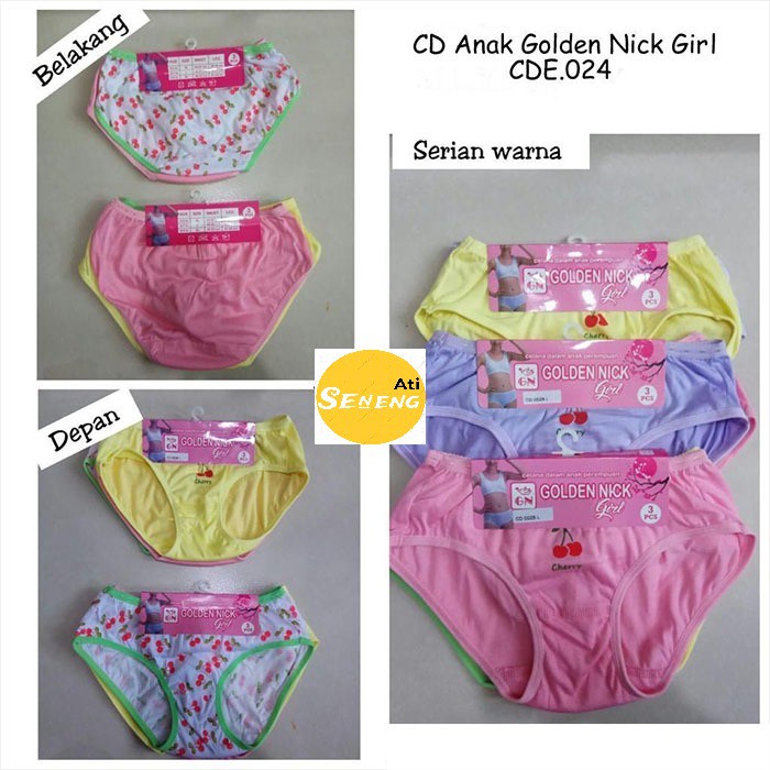 Jual CD Anak Golden Nick Girl Kombinasi Harga Per Pax (3 Pcs) | Shopee ...