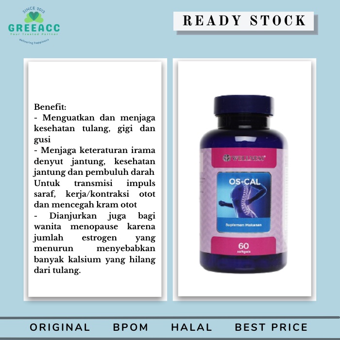 Jual Wellness OS-CAL Oscal Calcium Magnesium Dissolution 60 kapsul ...