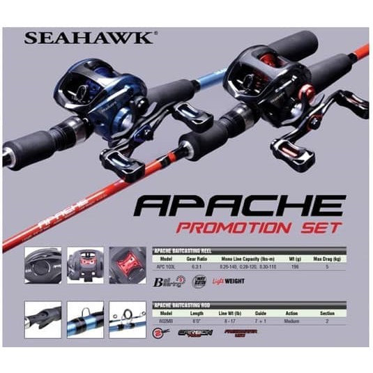 Jual Seahawk Combo Set Apache ( Joran BC + Reel BC APACHE ) | Shopee ...