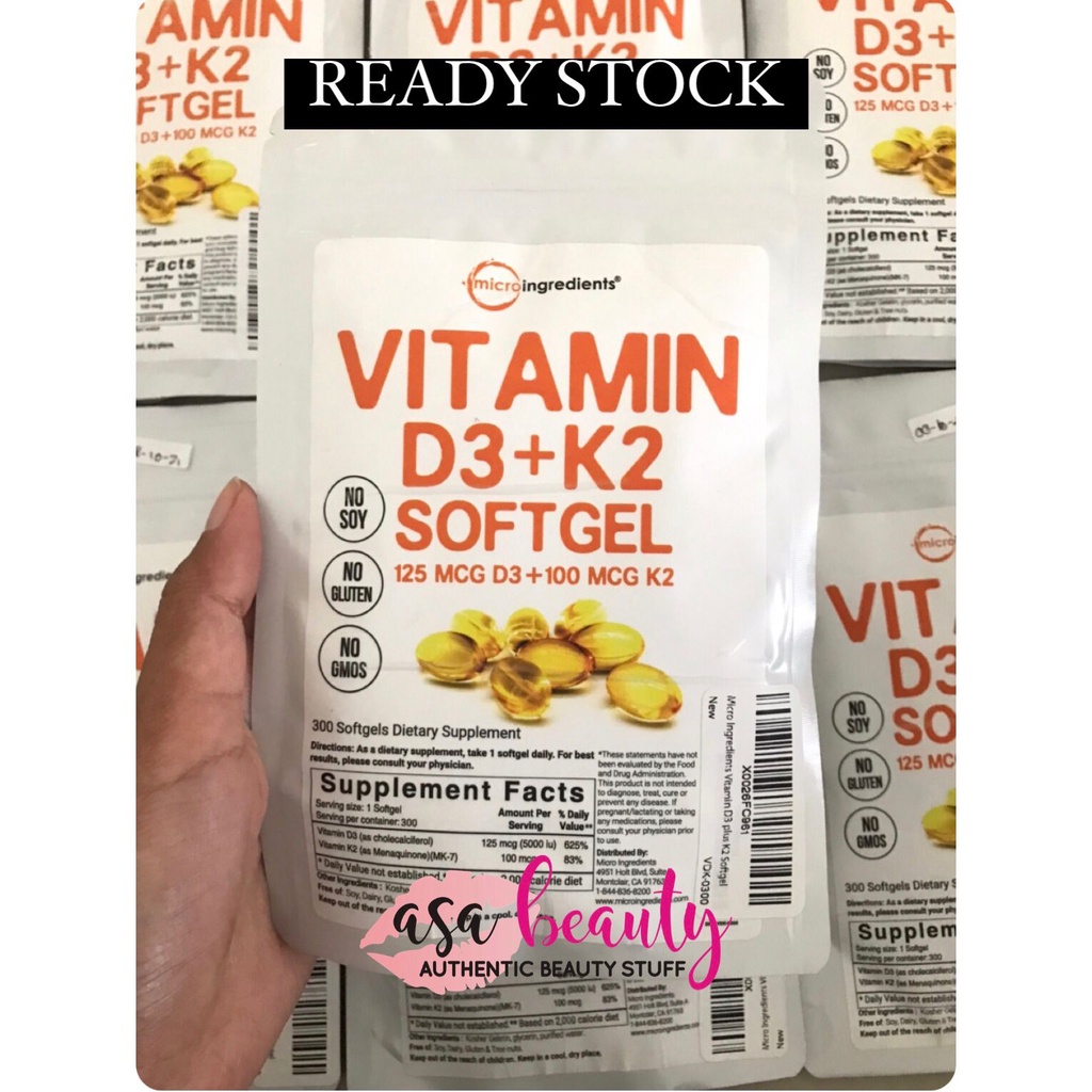 Jual [READY] Micro Ingredients VITAMIN D3+K2, 300 SOFTGELS | Shopee Indonesia