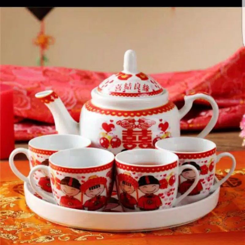 Jual Tea set untuk Phang Teh/Tea Pai Chinese Wedding | Shopee Indonesia