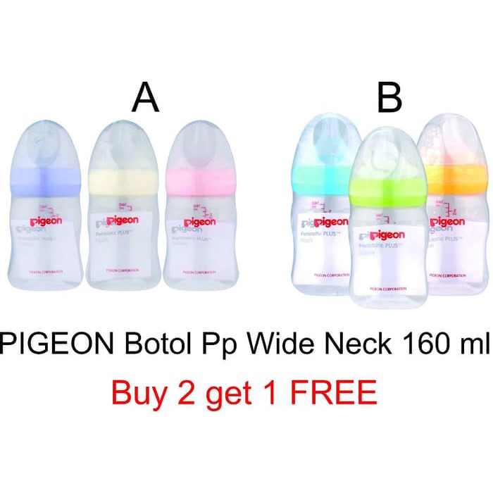 Jual *ON SALE* Buy 2 Get 1 Free Pigeon Botol Wide Neck Wideneck Peristaltic Plus Nipple Botol ...